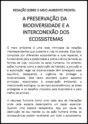 Redação sobre o meio ambiente pronta para imprimir